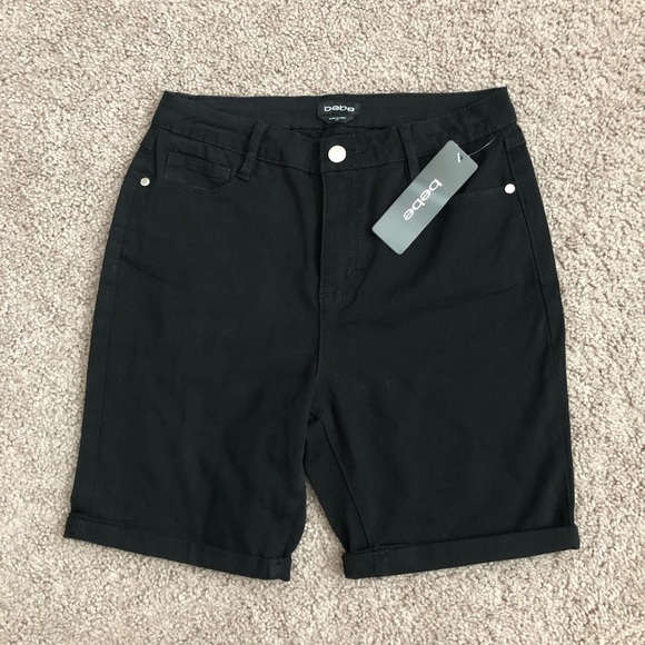 bebe | Shorts | Bebe Black Crystal Logo Shorts | Poshmark